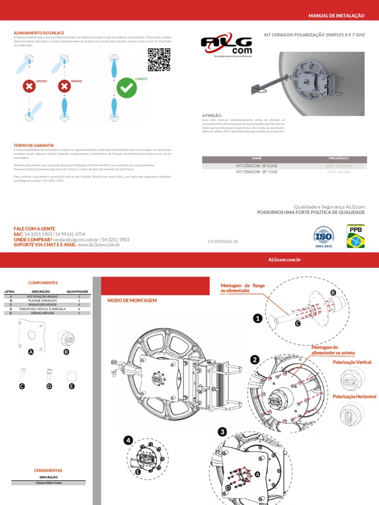 Manual de Instalação Kit Ceragon 6 e 7 GHz | PDF | Parafuso | Informática