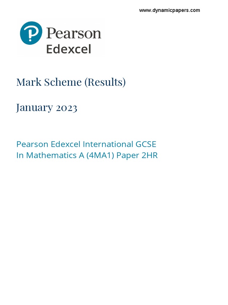 Mark Scheme (Results) January 2023: Pearson Edexcel International GCSE ...