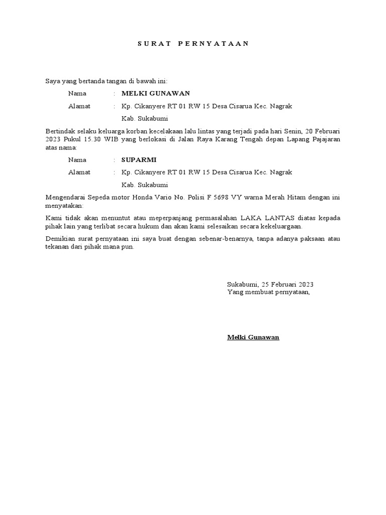 Surat Pernyataan | PDF