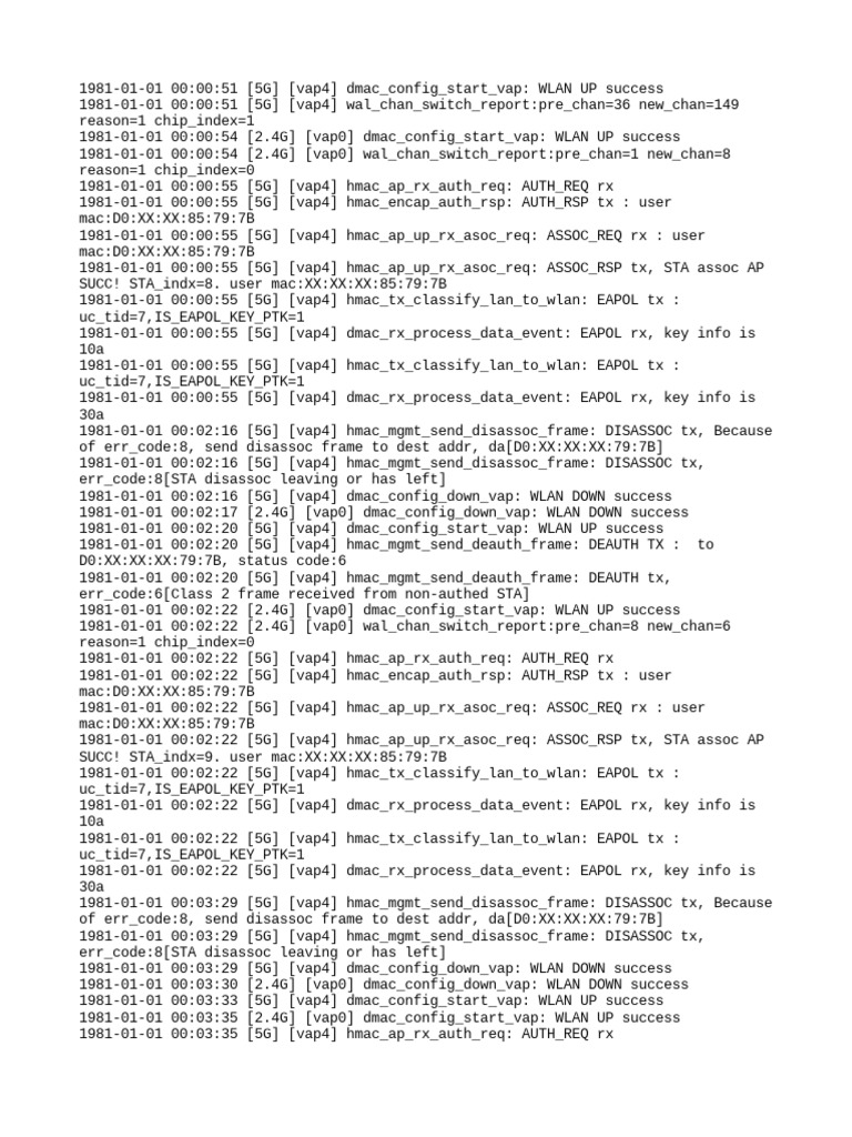 WLAN Connection and Disassociation Logs | PDF | Internet Architecture | Data Transmission