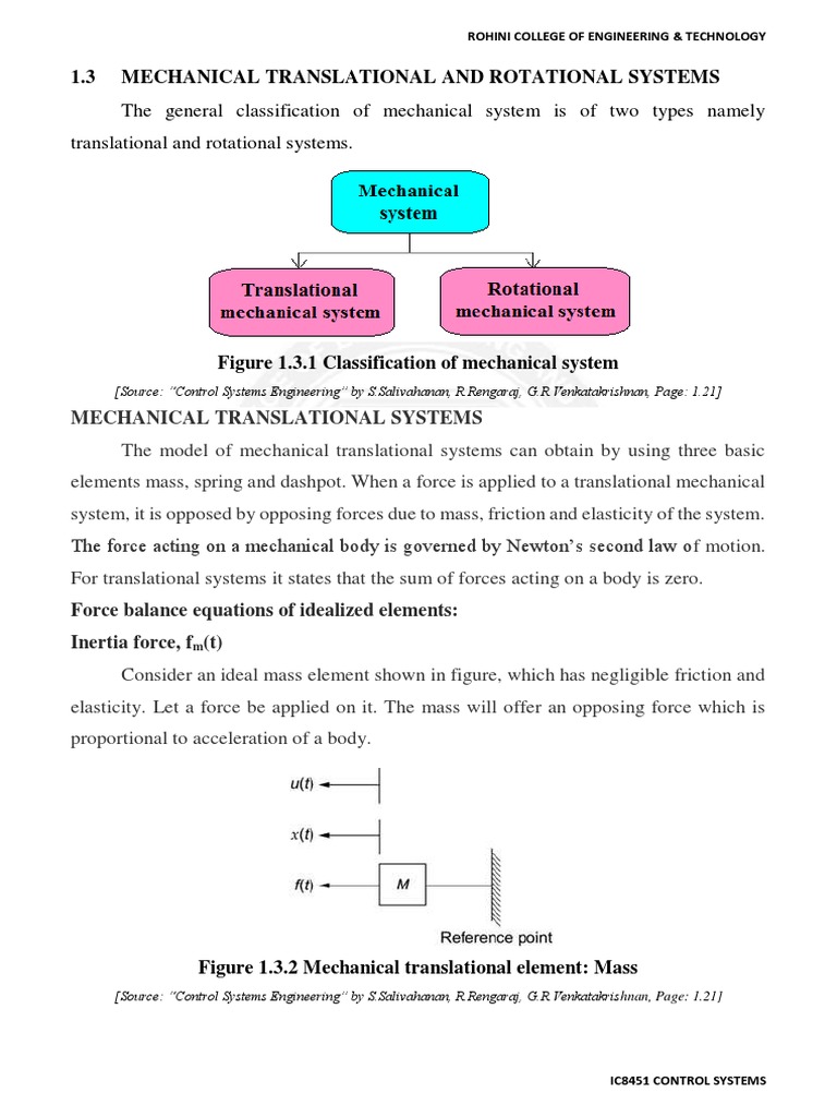 The General Classification of Mechanical System Is of Two Types Namely ...