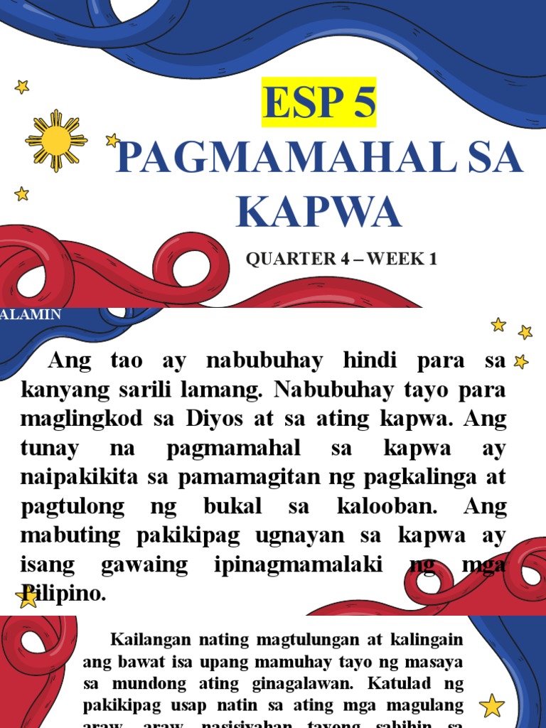 Esp 5 Pagmamahal Sa Kapwa: Quarter 4 - Week 1 | PDF