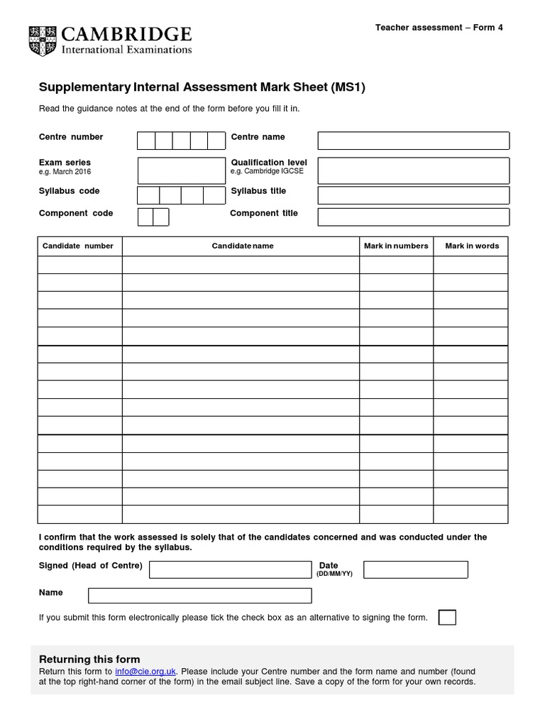 Internal Assessment Mark Sheet Guide | PDF | Computing