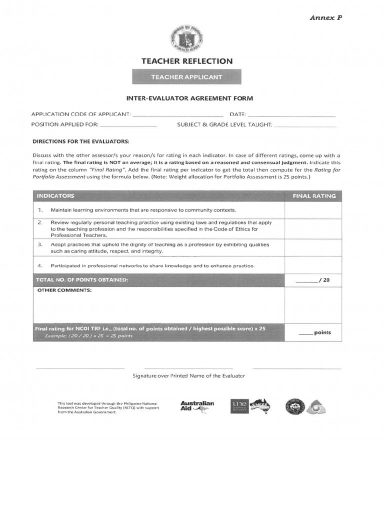 TRF Inter-Evaluator Form | PDF