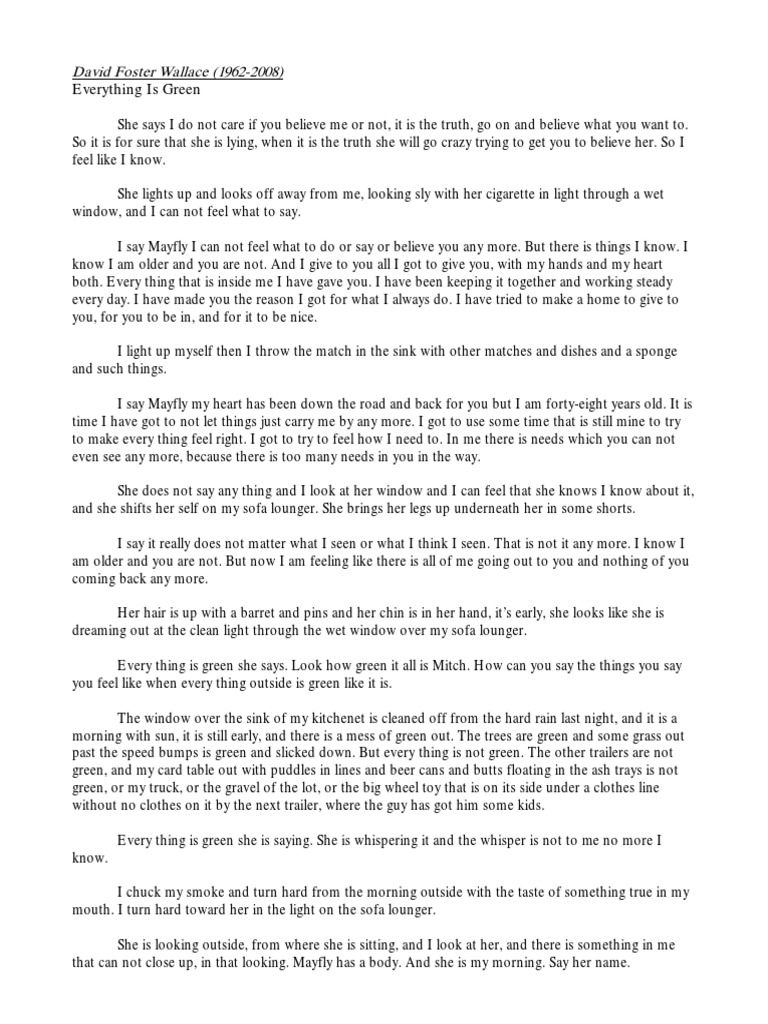 David Foster Wallace (1962-2008) Everything Is Green | PDF