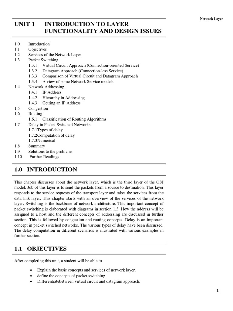Unit 1 Introduction To Layer Functionality and Design Issues | Download Free PDF | Network ...
