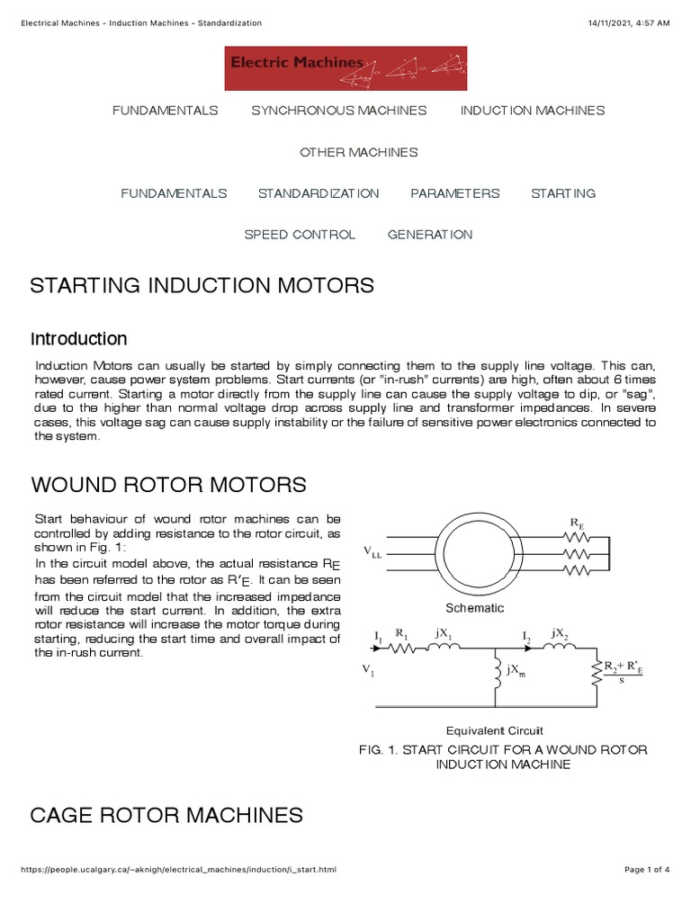 Electrical Machines - Induction Machines - Starting | PDF | Electric ...
