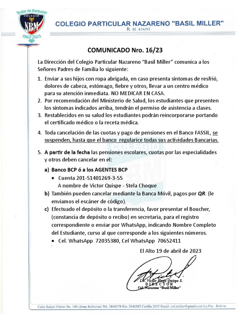 COMUNICADO Nro. 16 | PDF