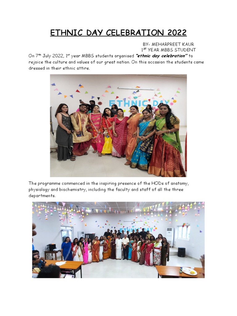Ethnic Day Celebration 2022 | PDF