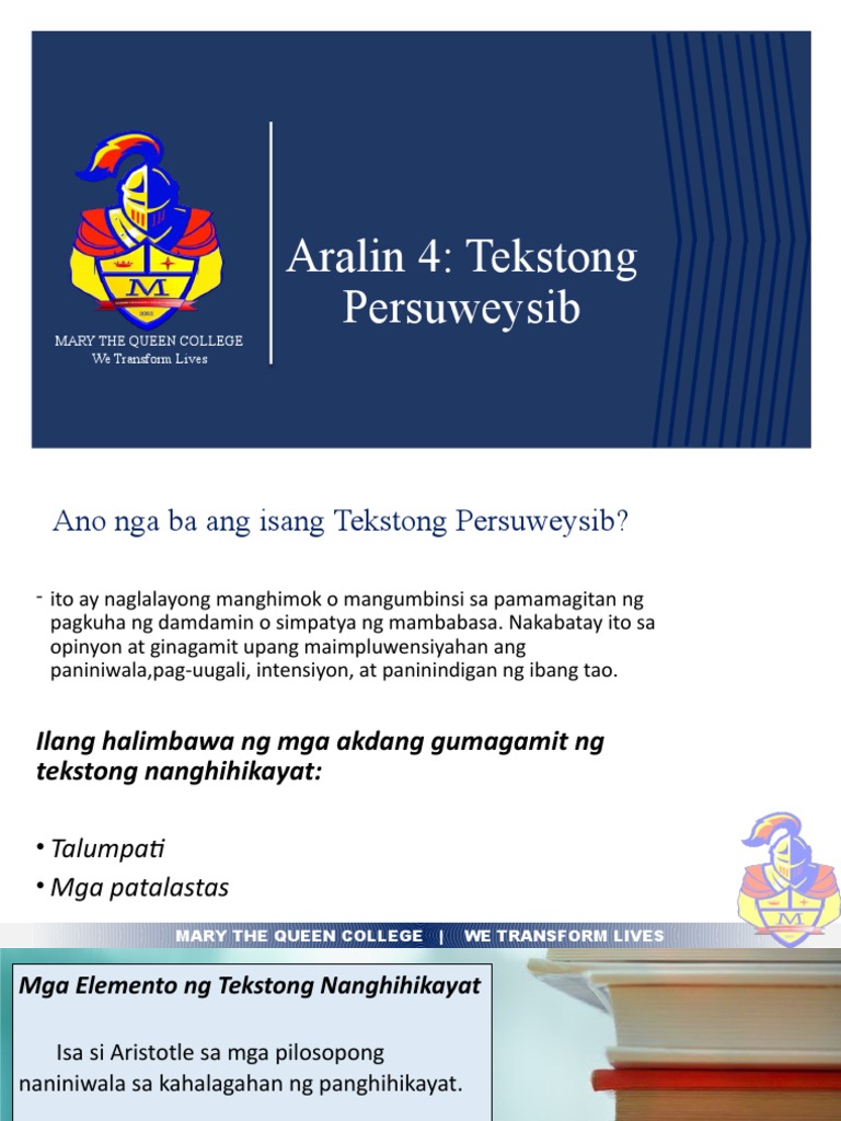 Aralin 4 - Pagbasa at Pagsusuri NG Iba - T Ibang Teksto Tungo Sa ...