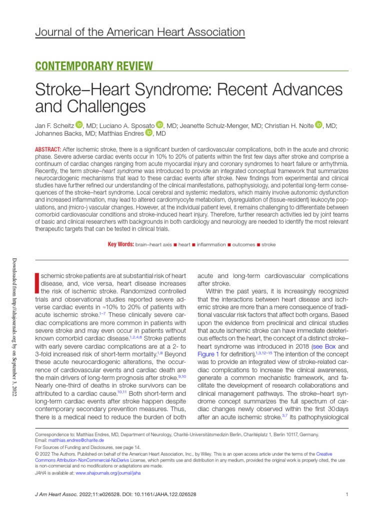 Stroke - Heart Sydrome.. Recent Advances and Chanllenges | PDF | Stroke ...
