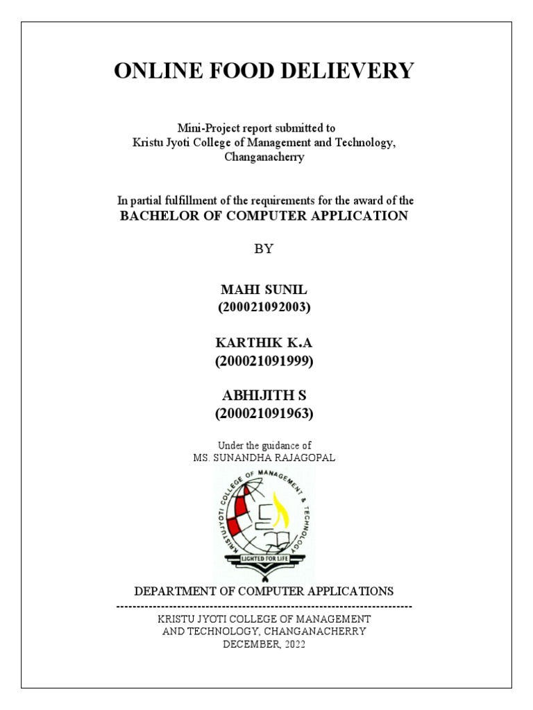 Online Food Delivery Project Report | PDF