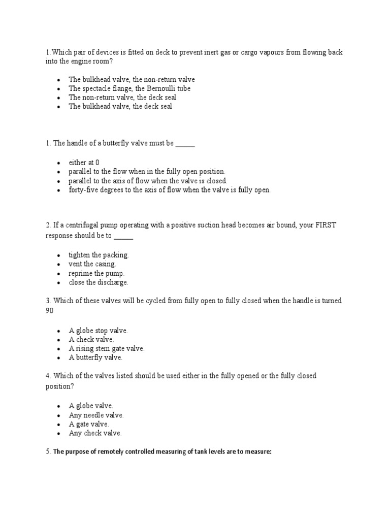 Tanker Questions From Ship Education | PDF | Pump | Oil Tanker