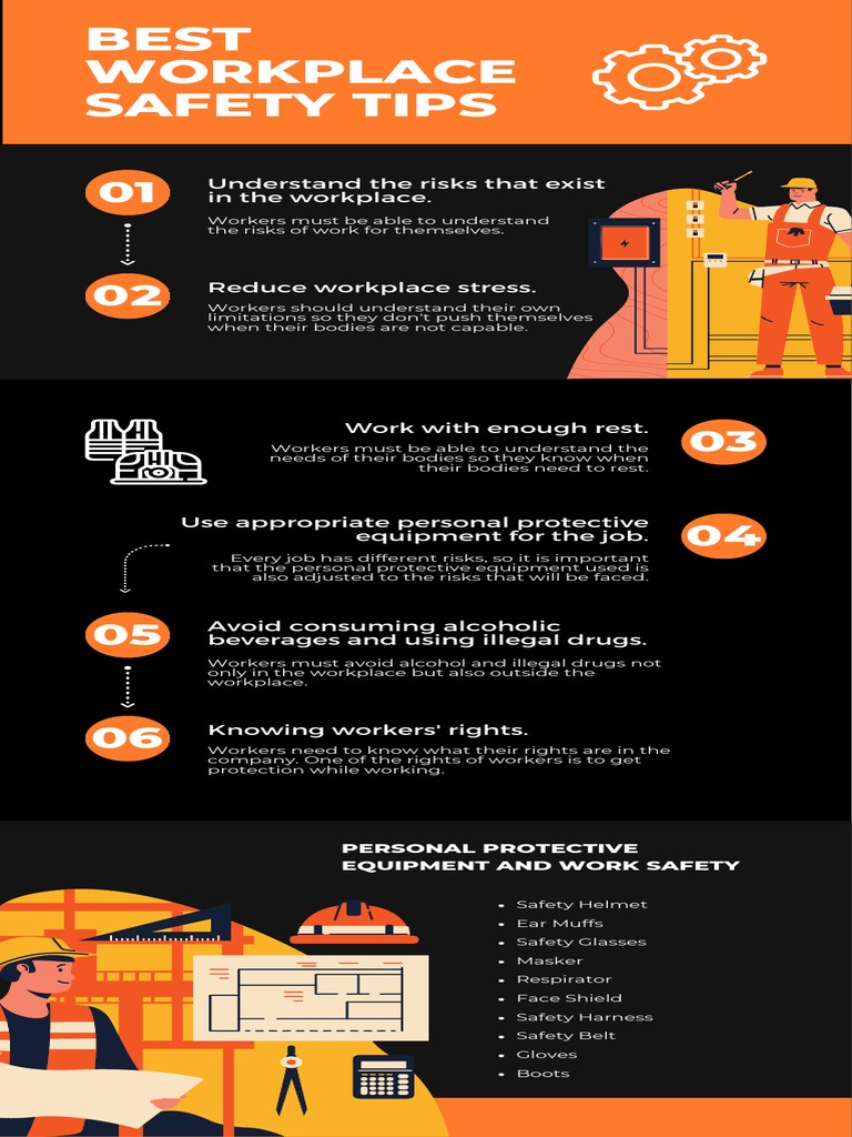 Orange Best Workplace Safety Tips Infographic | PDF