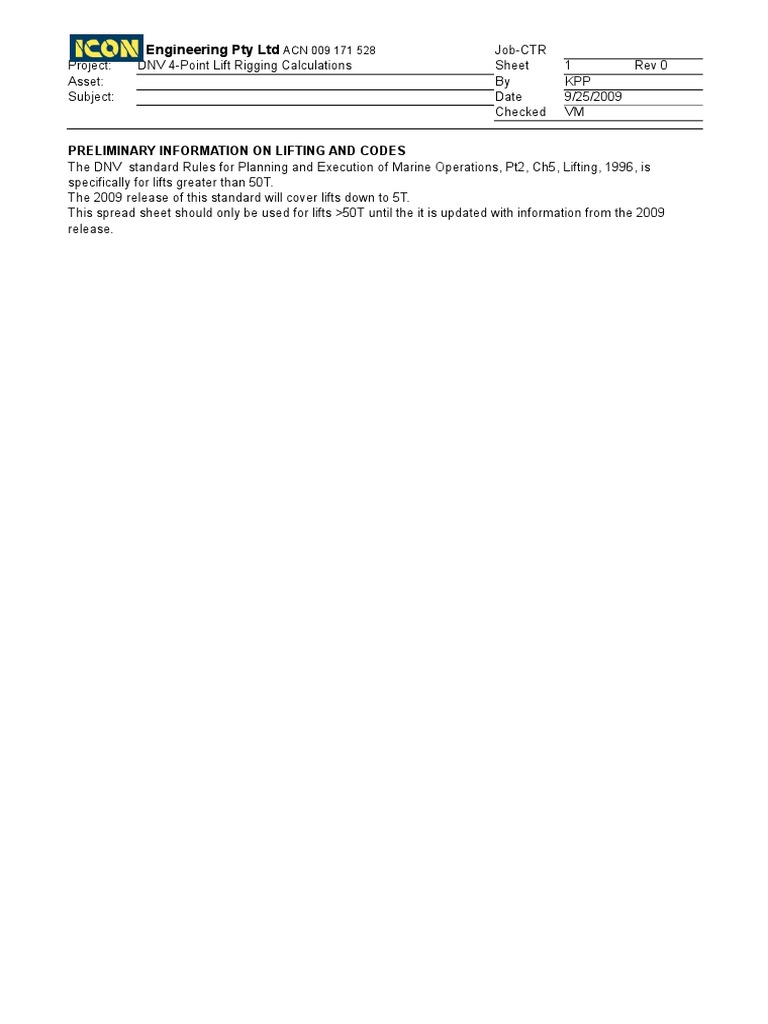 DNV 4-Point Lift Rigging Guide | PDF | Cartesian Coordinate System ...