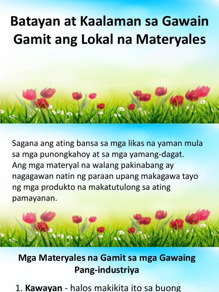 Batayan at Kaalaman Sa Gawain Gamit Ang Lokal Na Materyales | PDF