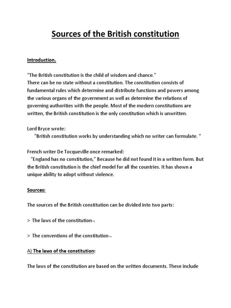 Sources of The British Constitution | PDF | Constitution | Constitution Of The United Kingdom