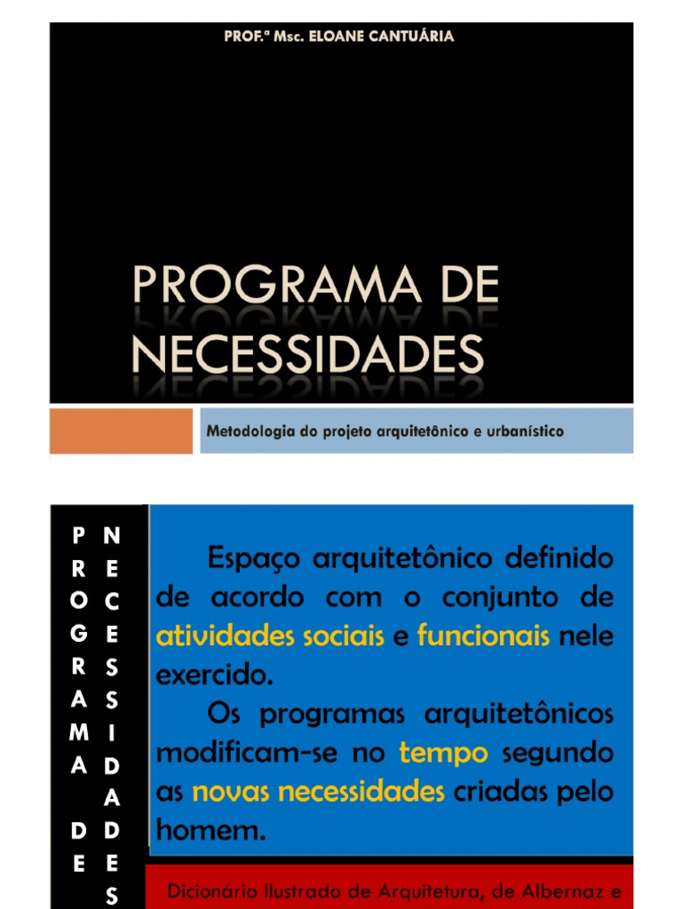 PROGRAMA DE NECESSIDADES - PDF Download Grátis | PDF