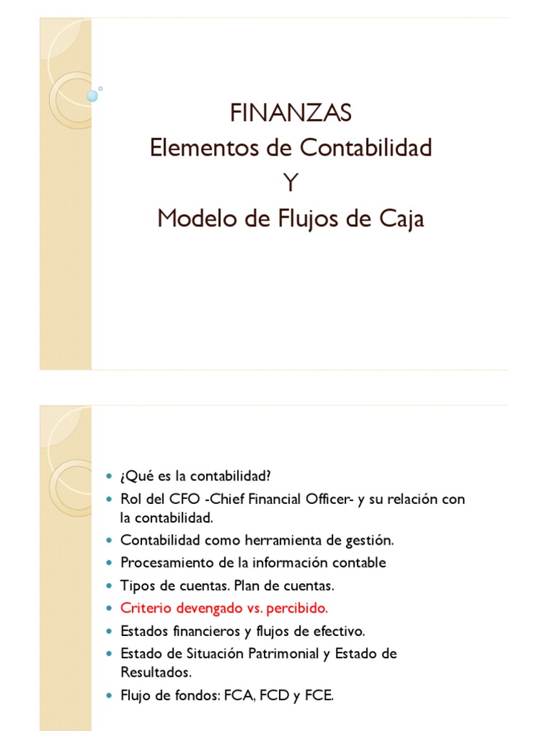 Finanzas Elementos de Contabilidad Y Modelo de Flujos de Caja ...