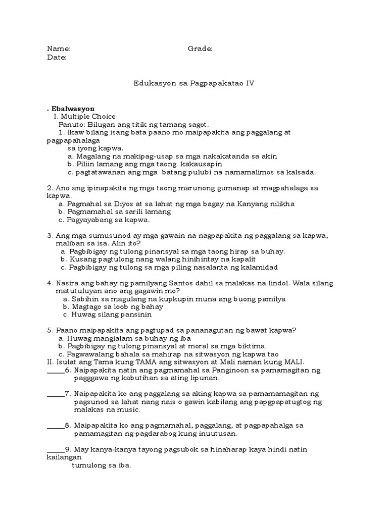 Evaluation ESP 4 | PDF