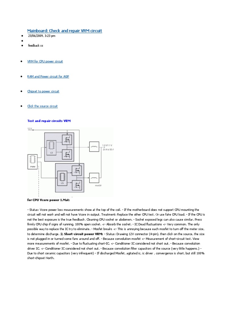 Mainboard: Check and Repair VRM Circuit | PDF
