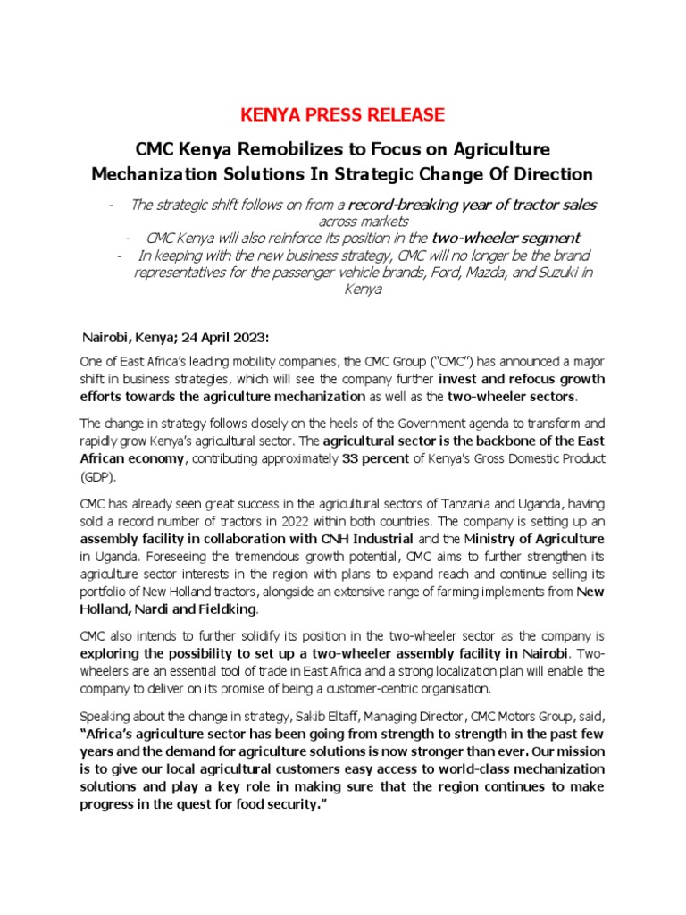 CMC Group Kenya - Announcement | PDF | Kenya | Ford Motor Company
