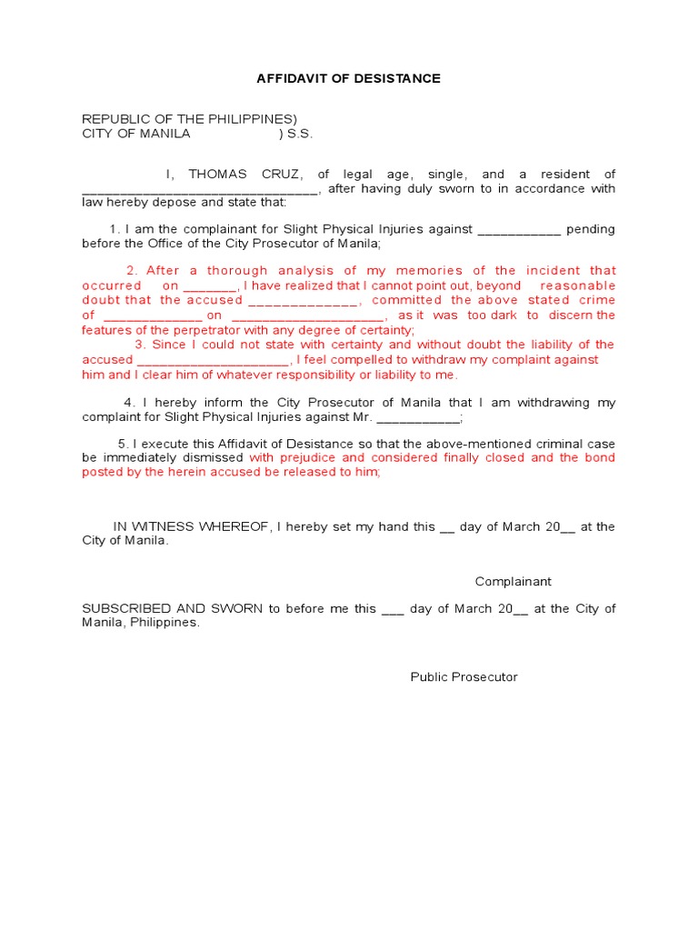 Affidavit of Desistance | PDF