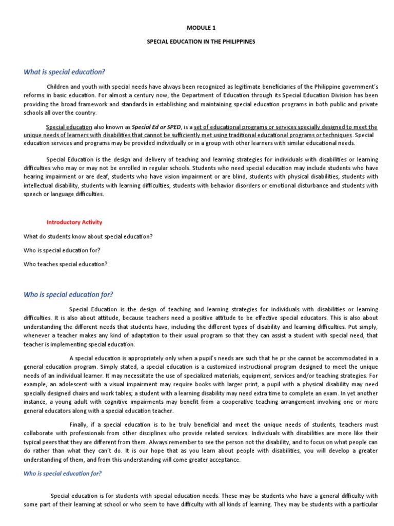 Speacial Education | PDF | Special Education | Disability