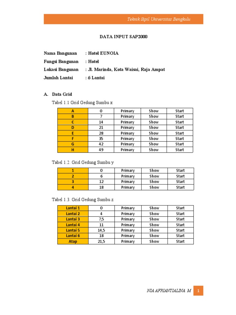 G1B018003 Data Input & Output SAP2000 | PDF | Young's Modulus | Yield (Engineering)