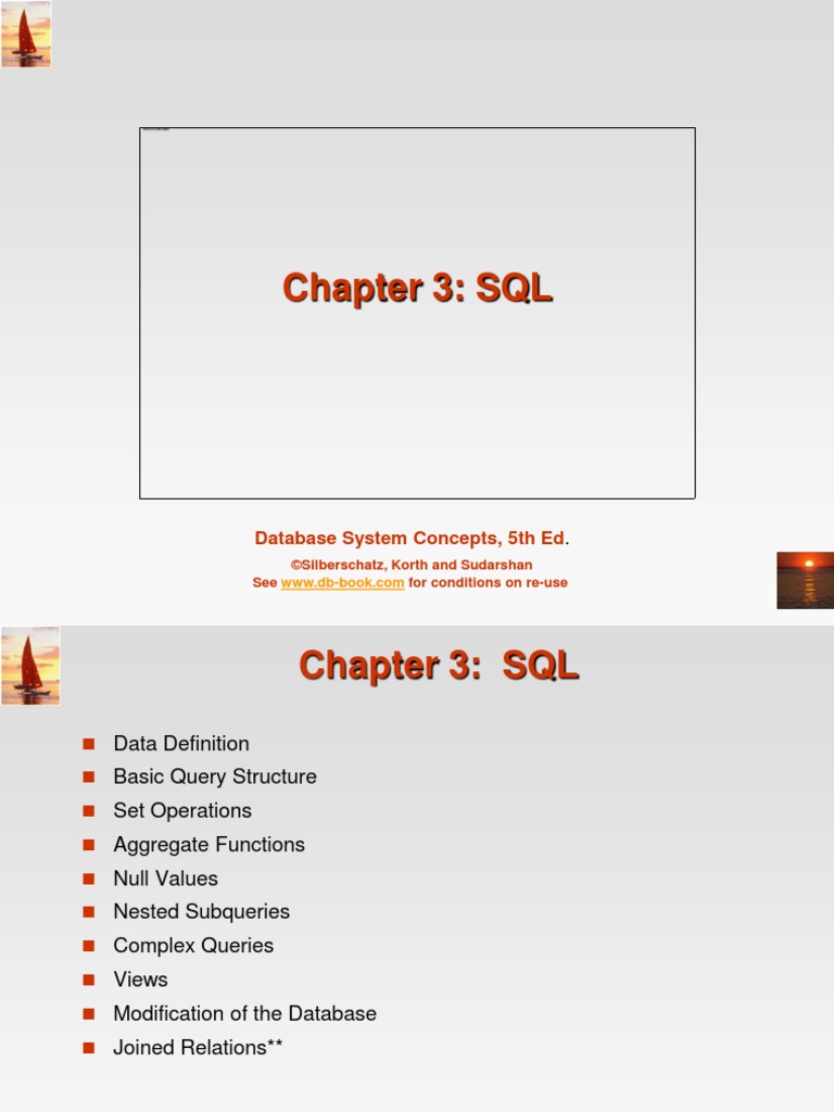 Chapter 3: SQL: Database System Concepts, 5th Ed | PDF | Relational ...
