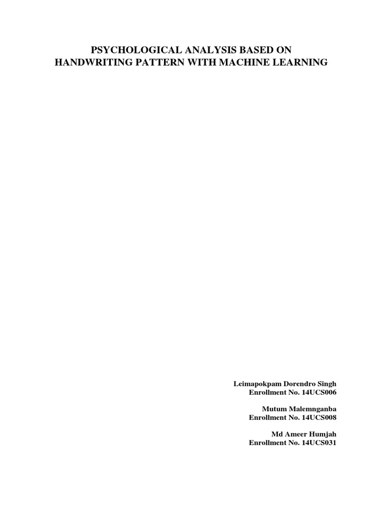 Psychological Analysis Based On Handwriting Pattern With ML | PDF