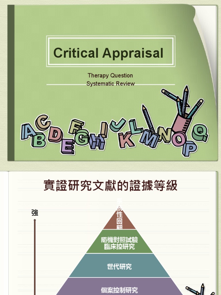 Critical Appraisal: Therapy Question Systematic Review | PDF