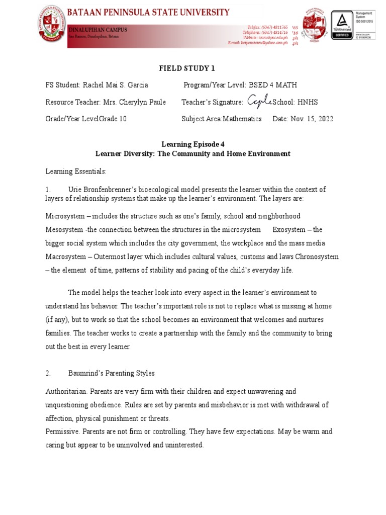 FS Learning Episode 4 1 | PDF | Learning | Behavior Modification