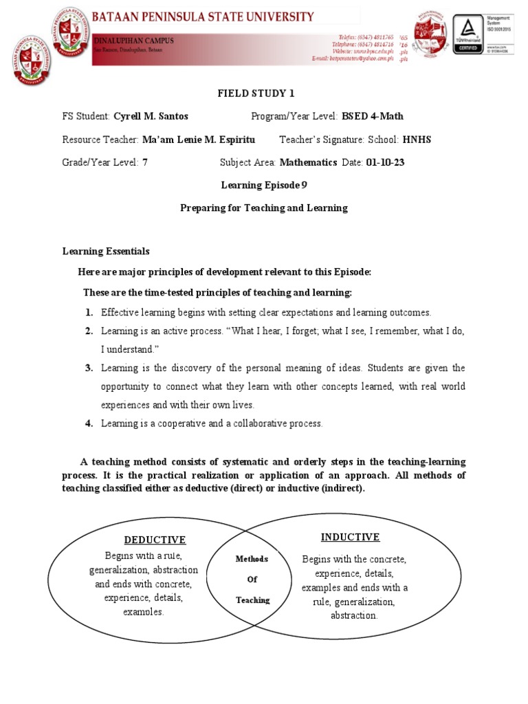 FS Learning Episode 9 | PDF | Learning | Teachers