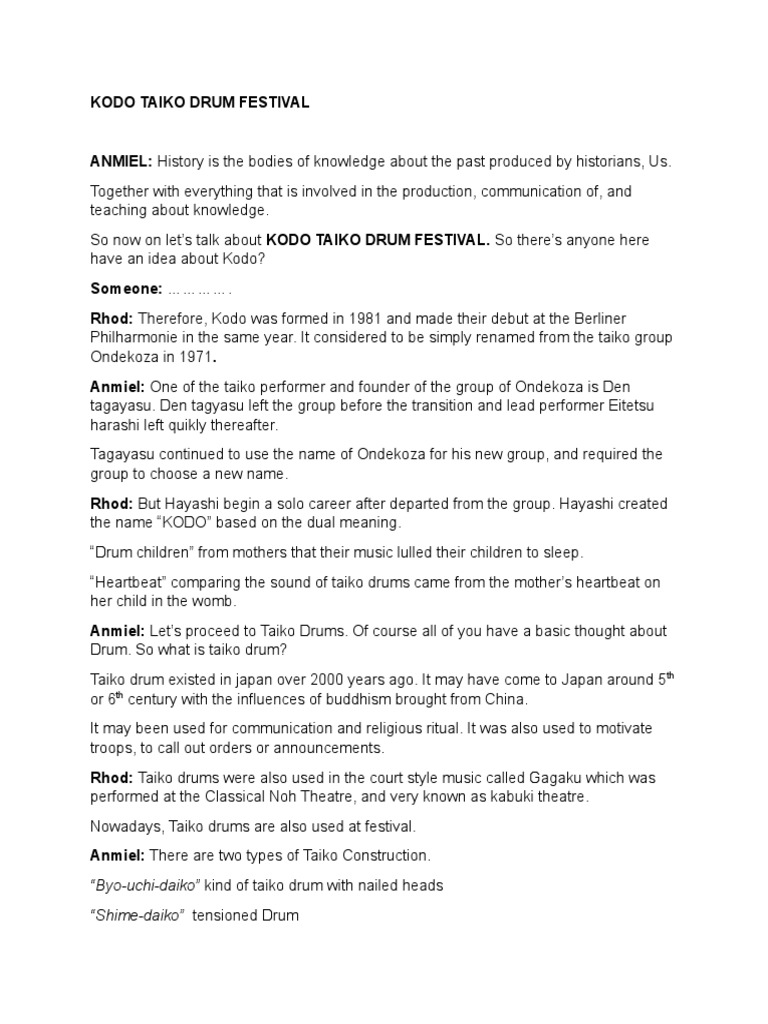 Kodo Taiko Drum Festival | PDF | Art