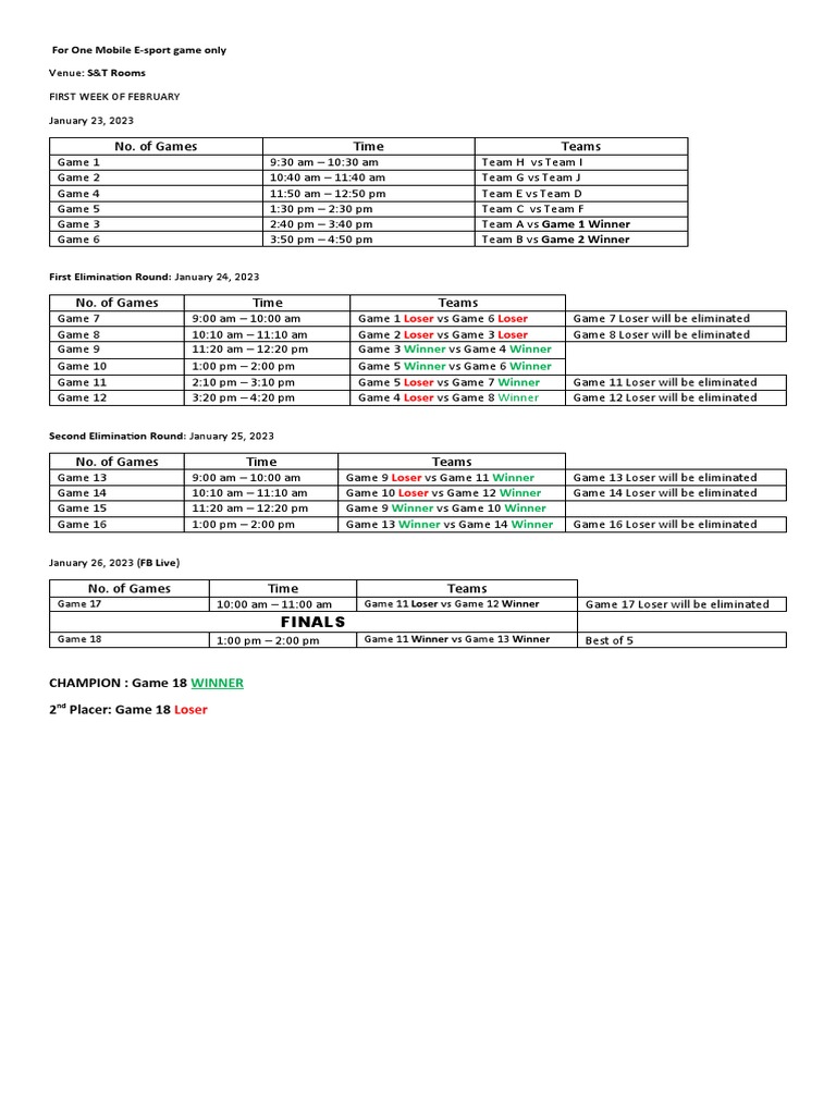 February 2023 E-sports and Sports Schedule | PDF | Sports | Sports ...