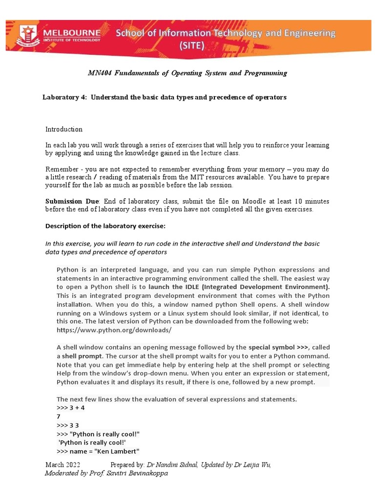 Python Shell Basics and Lab Exercises | PDF | Shell (Computing) | Command Line Interface