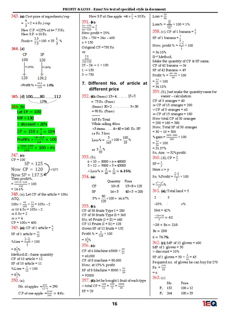 Profit and Loss Calculations Guide | PDF | Financial Markets | Market ...