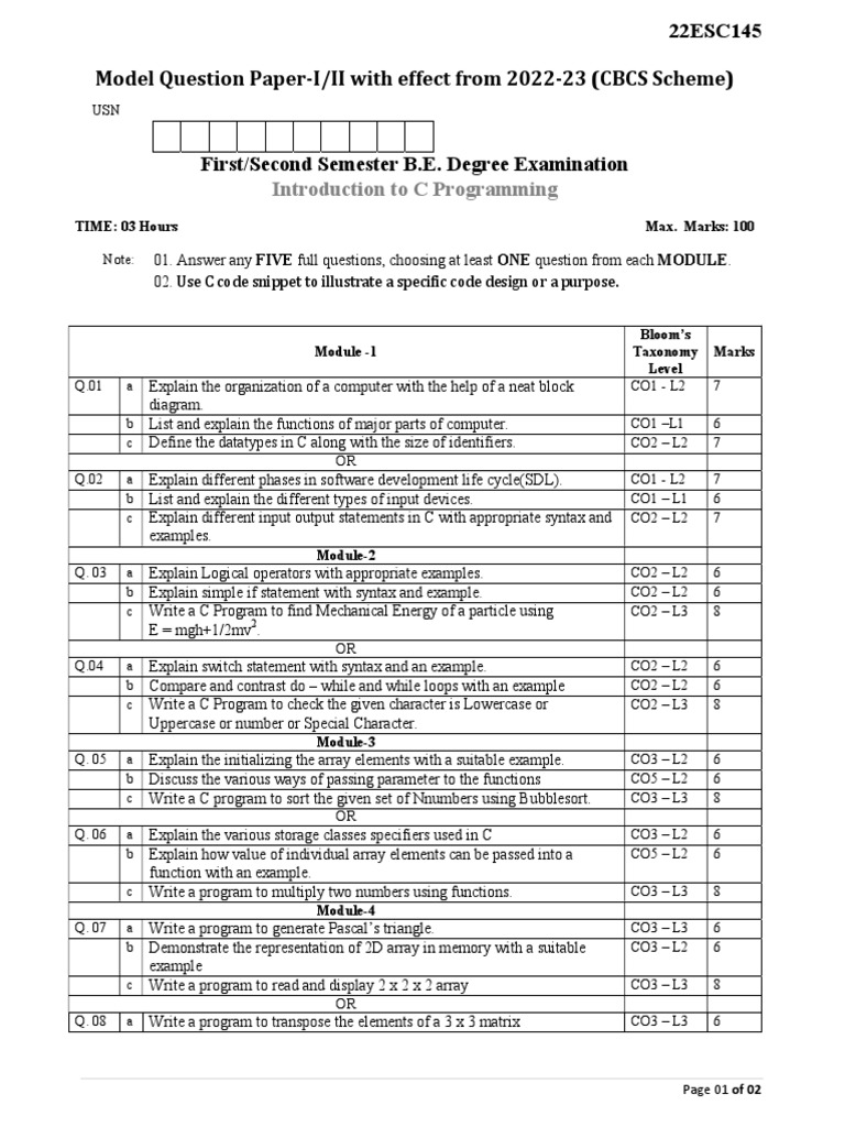 Model C Programming Qp 1and2 Pdf Computer Program Programming 