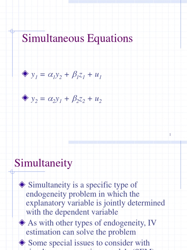 Simultaneous Equations | PDF | Endogeneity (Econometrics) | Structural Equation Modeling
