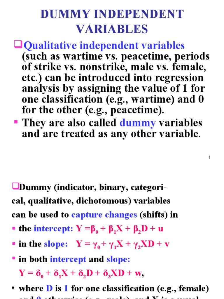 Qualitative Independent Variables | PDF | Categorical Variable ...