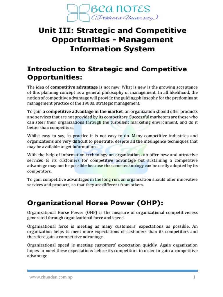 Strategic and Competitive Opportunities | PDF