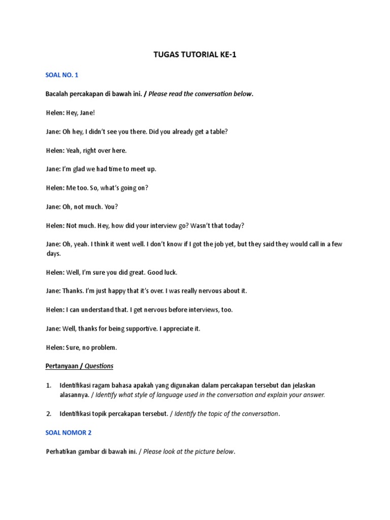 Tugas Tutorial Bahasa Indonesia | PDF | Human Communication | Communication