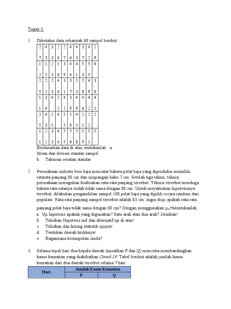 Tugas 3 Statistika (Umar Zaid Ridwan) | PDF