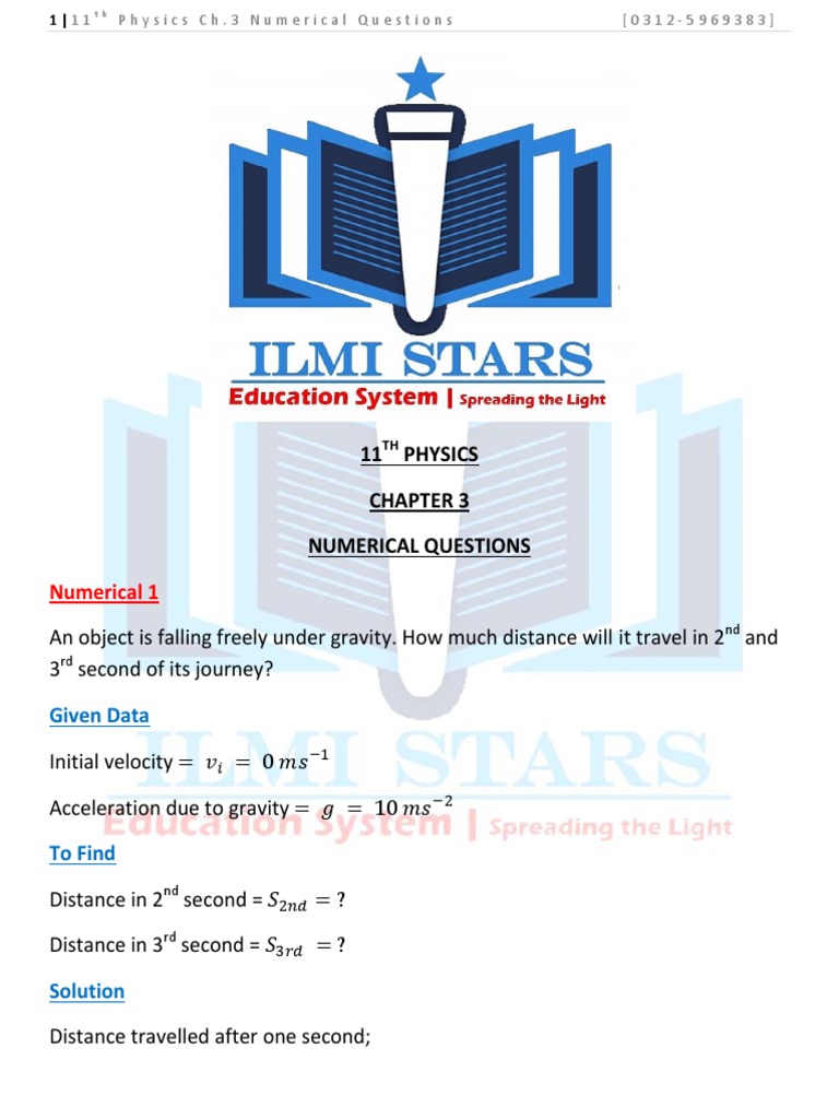 11th Physics Ch.3 Numerical Questions-2 With Tricky Solution | Download ...