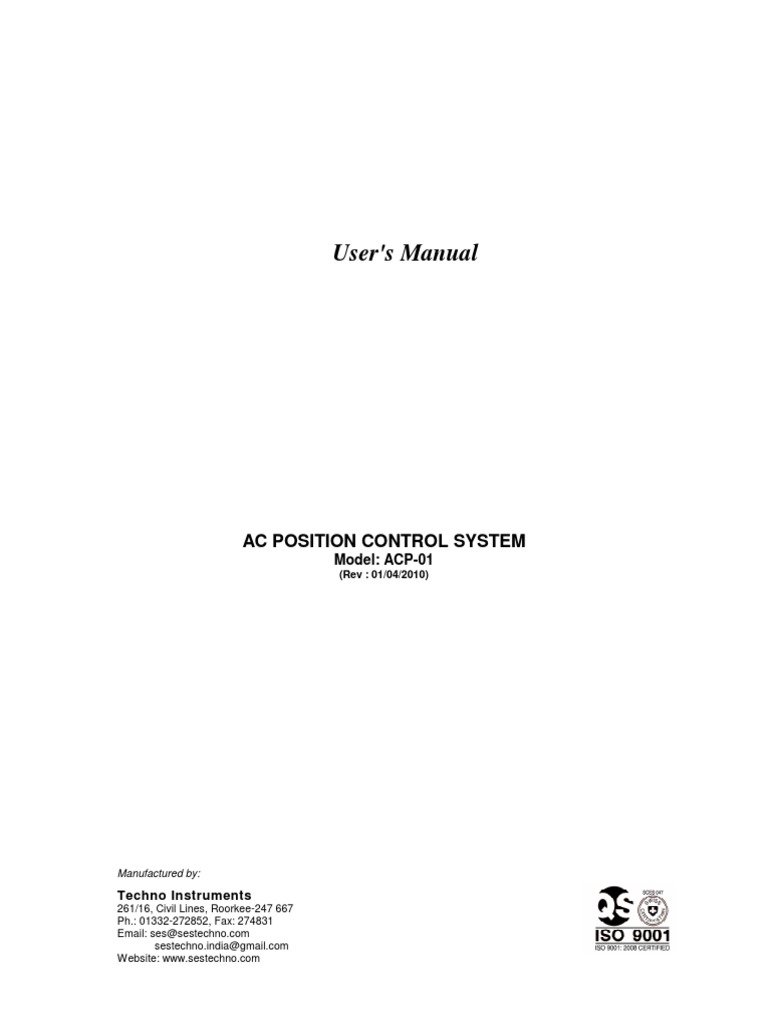 User's Manual: Ac Position Control System | PDF | Electric Motor ...
