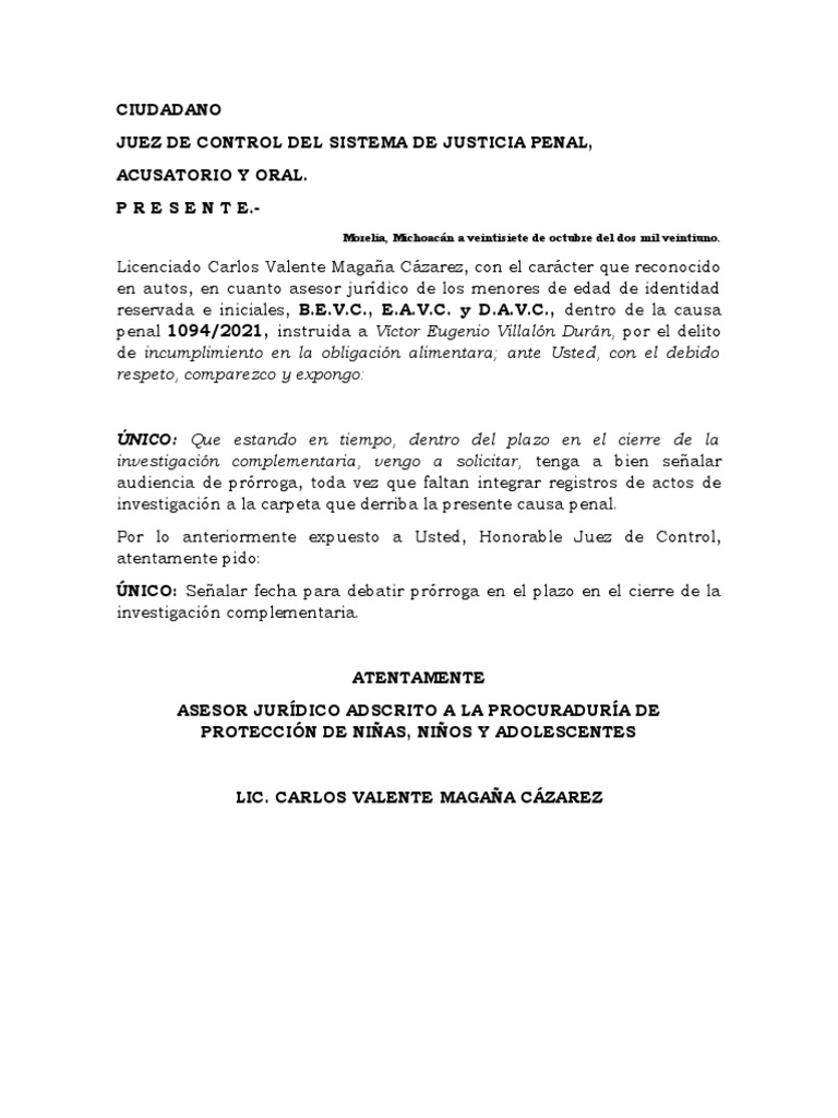 Escrito de Prórroga | PDF