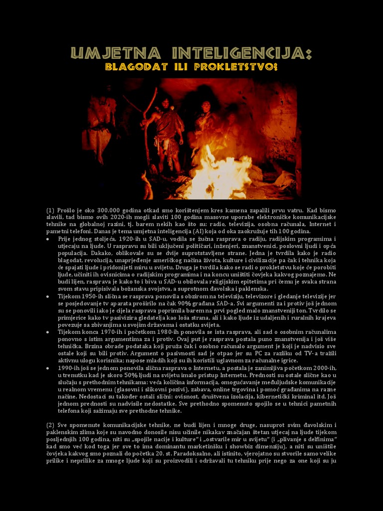 Umjetna Inteligencija: Blagodat Ili Prokletstvo | PDF