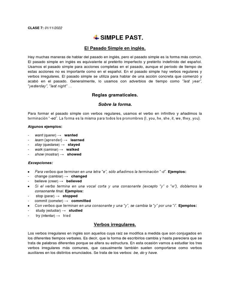 5 - Pasado Simple. 01-11 | PDF | Verbo | Predicado (Gramática)