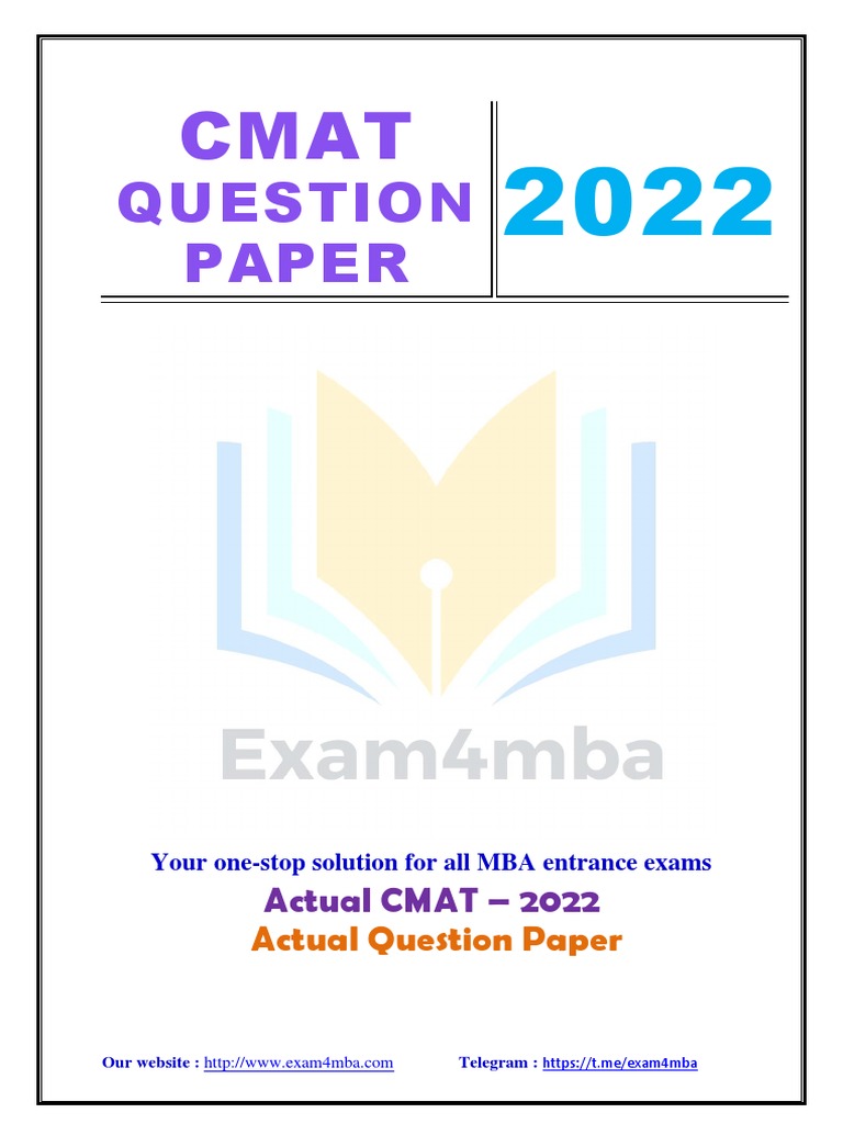CMAT 2022 ACTUAL PAPER by Exam4mba | PDF | Entrepreneurship ...